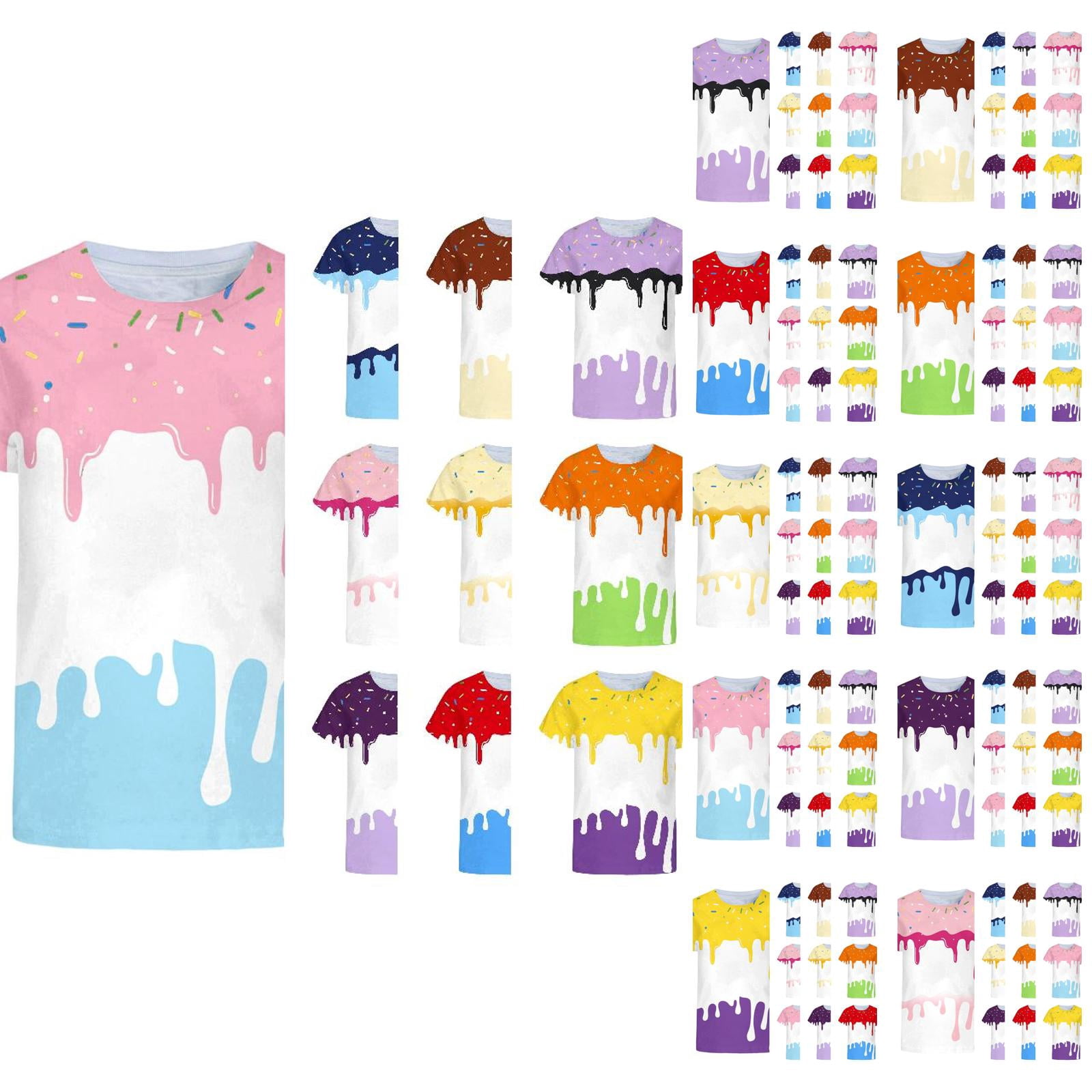 Boys T-Shirt Short Sleeve Multicolor Drip Melting Print Crew Neck T ...