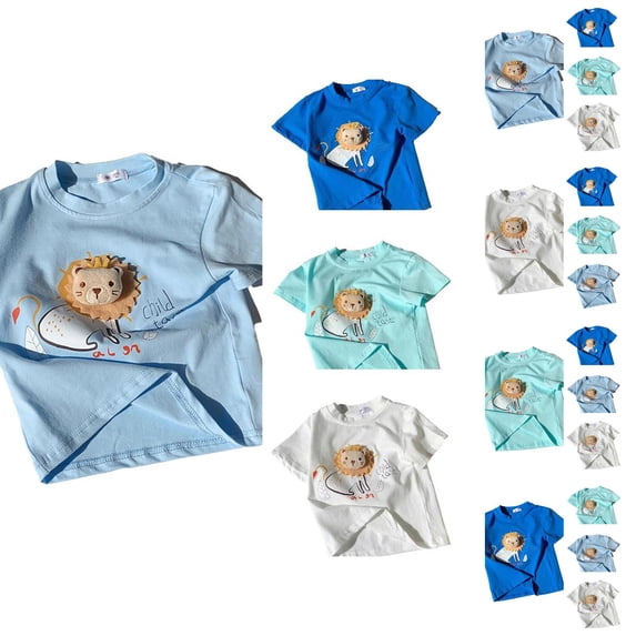 Boys T-Shirt Solid Color Cartoon Crew Neck Graphic T shirt for Boys ...