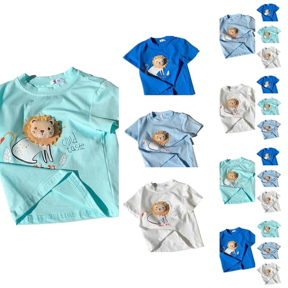 Boys T-Shirt Solid Color Cartoon Crew Neck Graphic T shirt for Boys ...