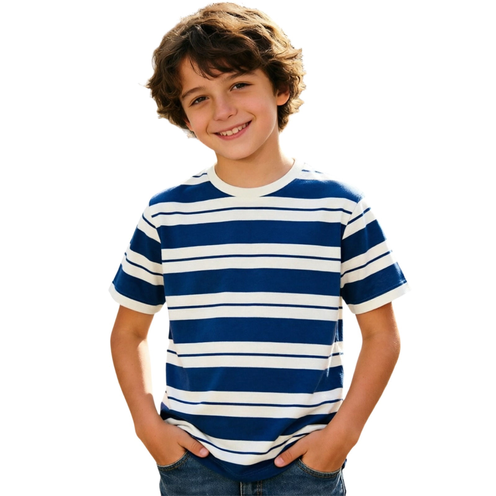 Boys T Shirt Striped Short Sleeve Comfort Crewneck Boys Clothing,Dark ...