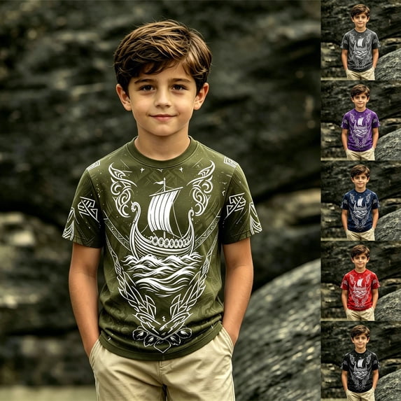 Boys T Shirts Crew Neck Short Sleeve Graphic Print Tops for Casual Wear ...