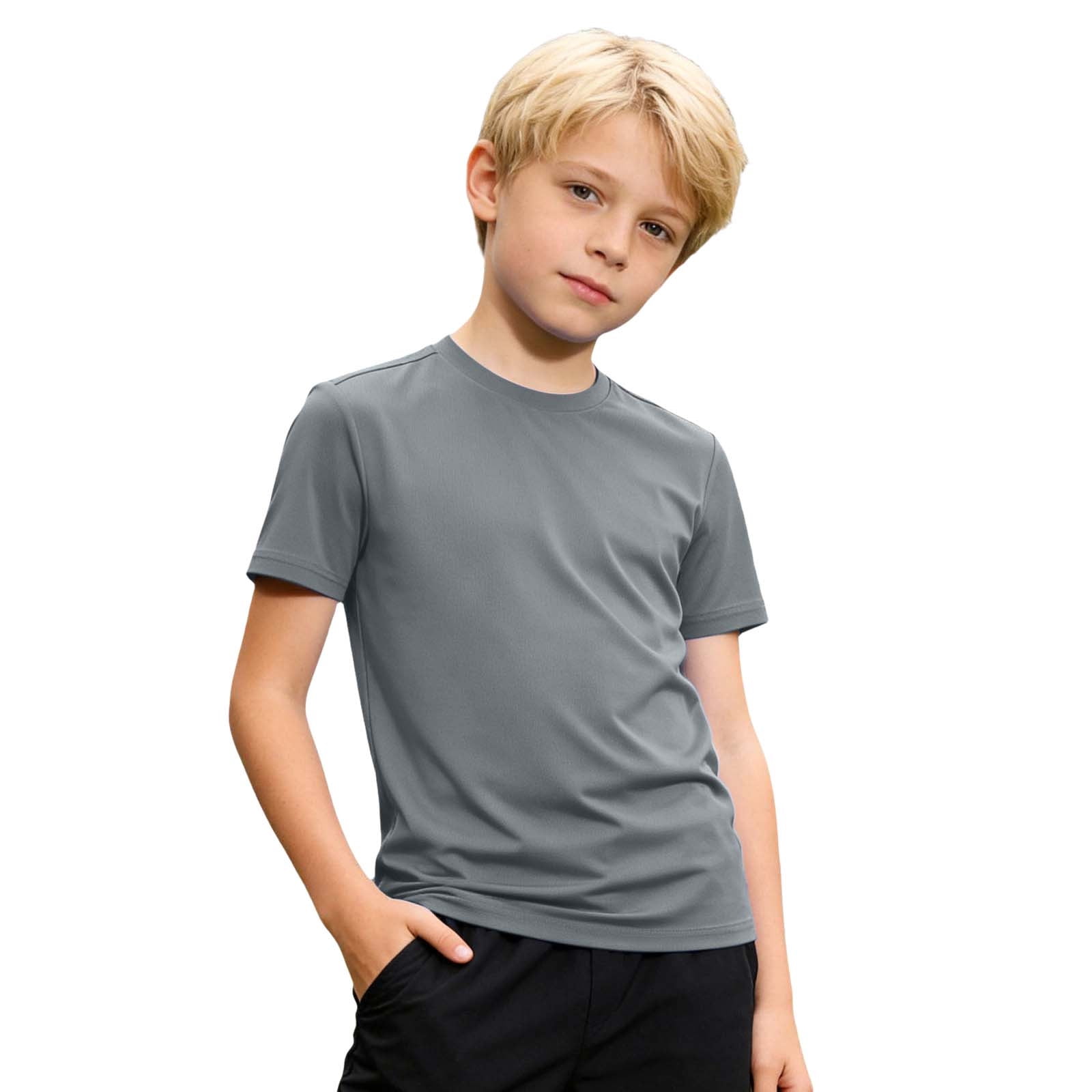 Boys T-Shirts Crewneck Athletic T-Shirts Short Sleeve Casual Plain ...