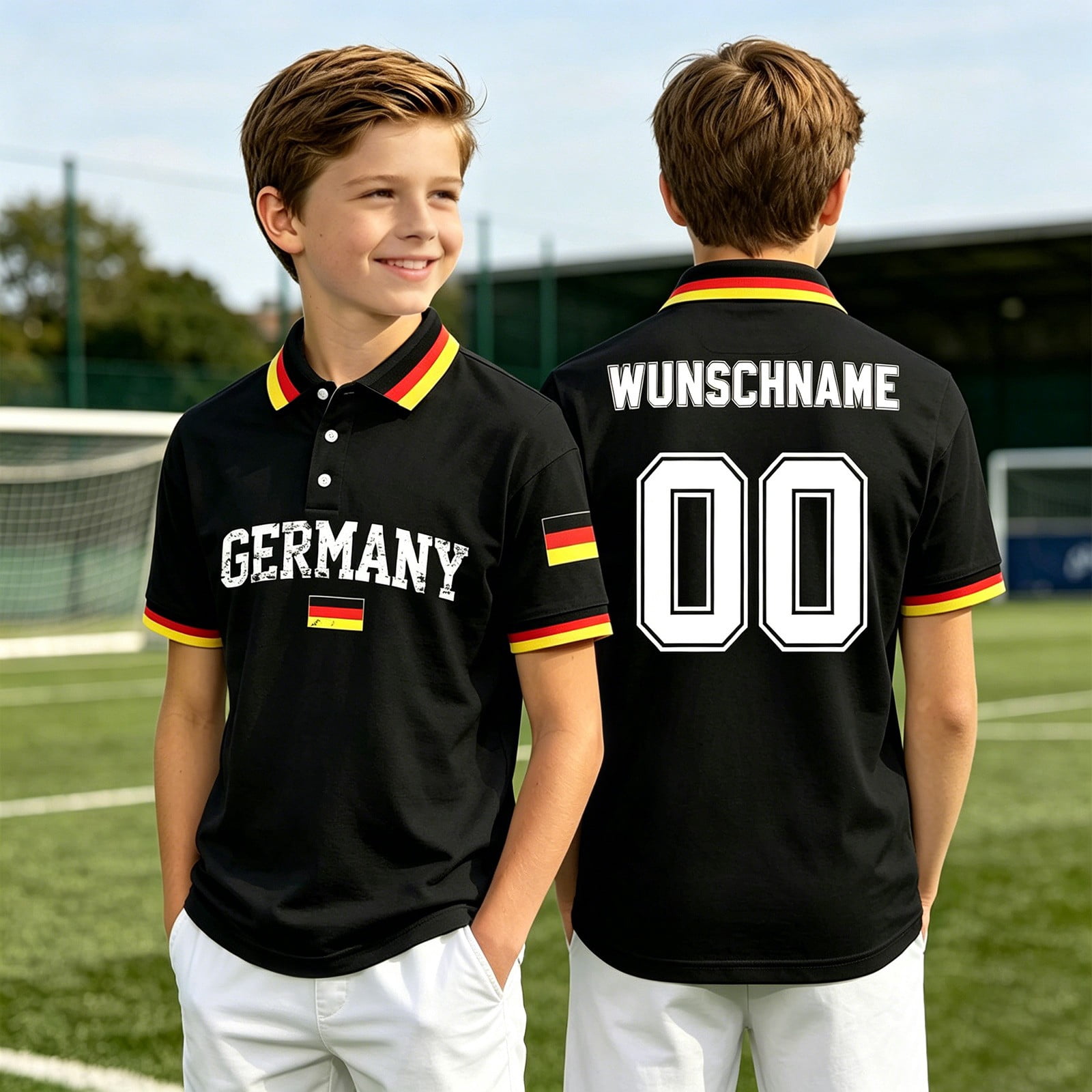 Boys T Shirts Football Print Lapel Short Sleeve Button Polo Shirt for ...