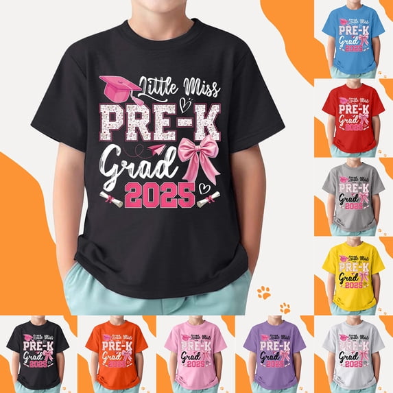 Boys T Shirts Graduation Season Letter Print Crew Neck Short Sleeve ...