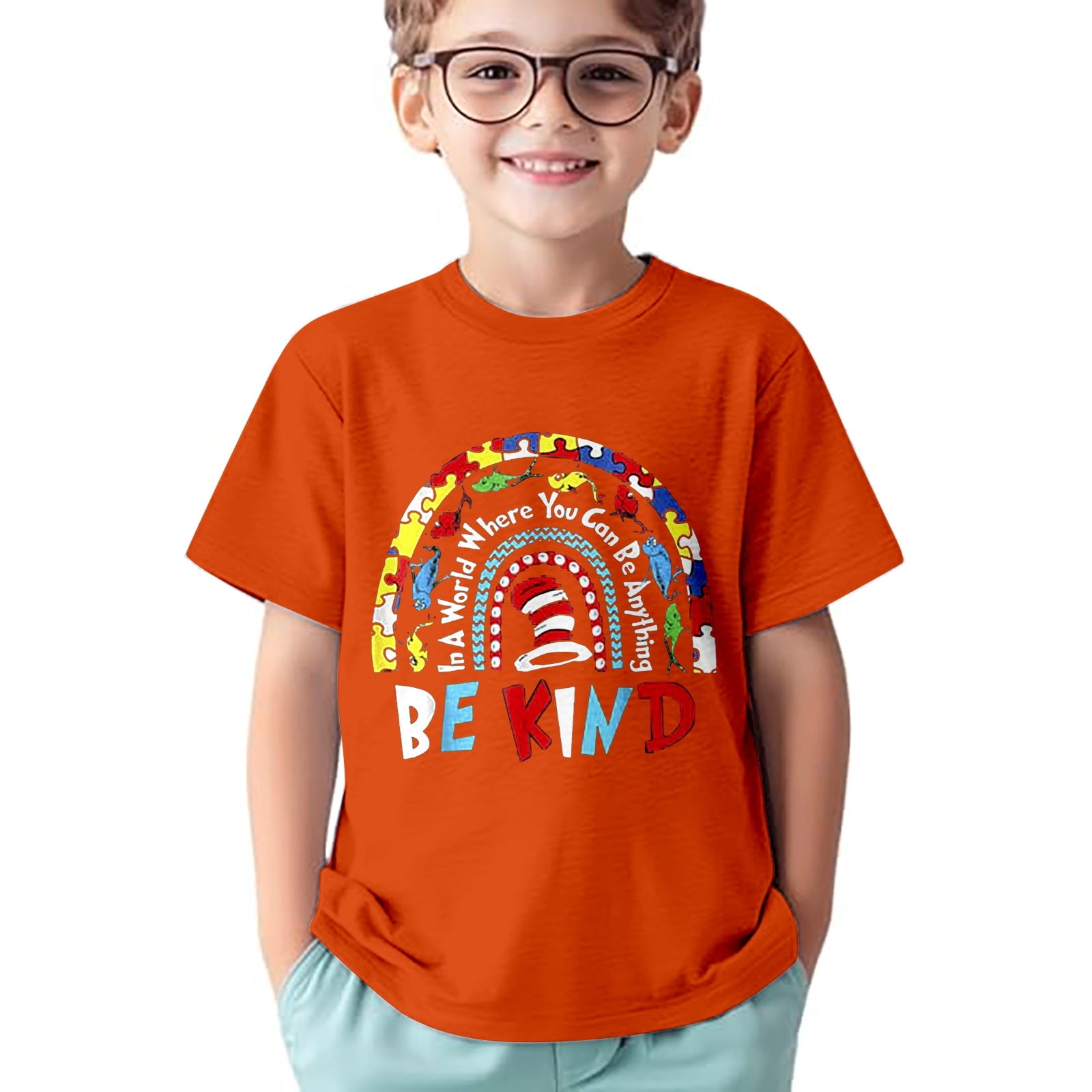 Boys T Shirts Kid Girls Fashion Personality Round Neck Short Sleeve Tee ...