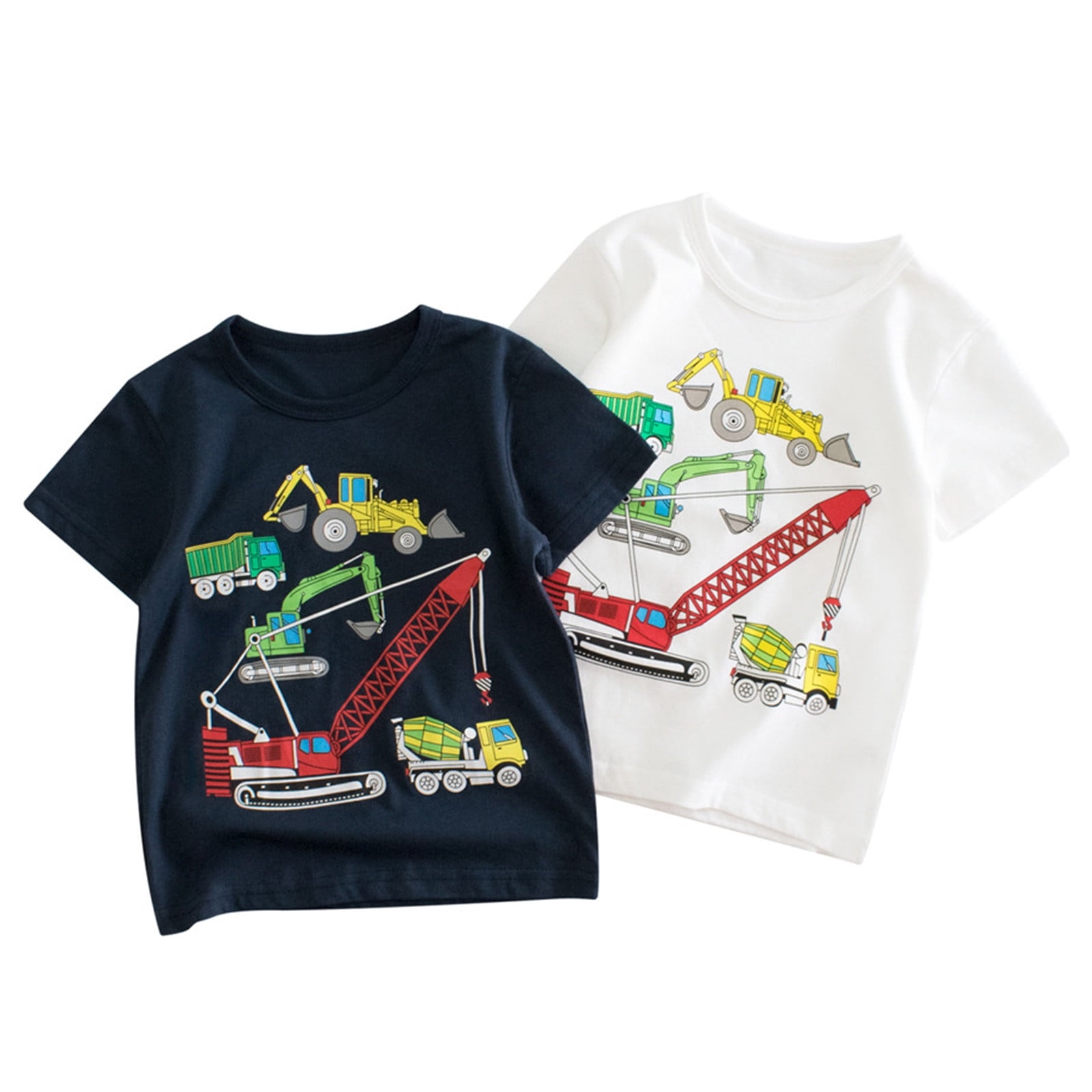 Boys T Shirts Kids Cartoon Construction Vehicle Short Sleeve Tee Baby ...