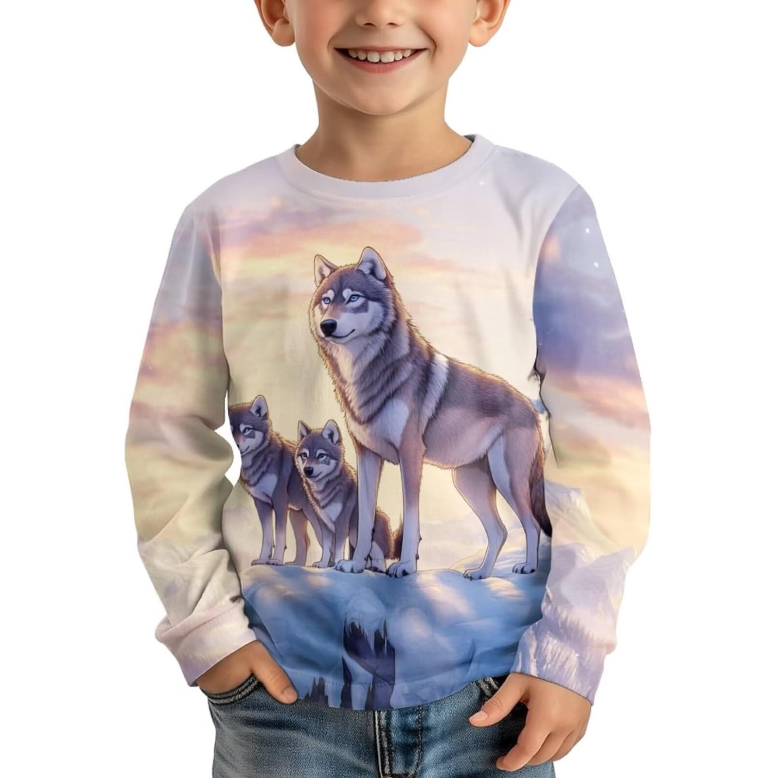 Boys T Shirts Kids Long Sleeve Casual Crewneck Top with Cartoon Prints ...