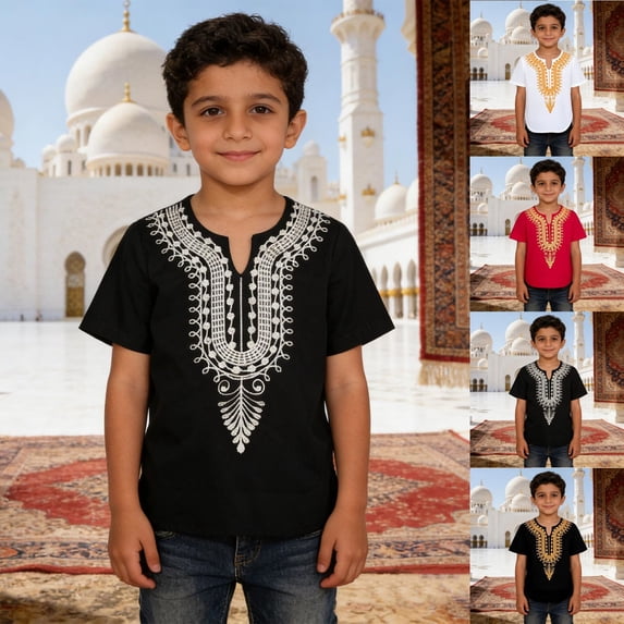 Boys T Shirts Kids Short Sleeve Tops African Classic Childrens Dashiki ...