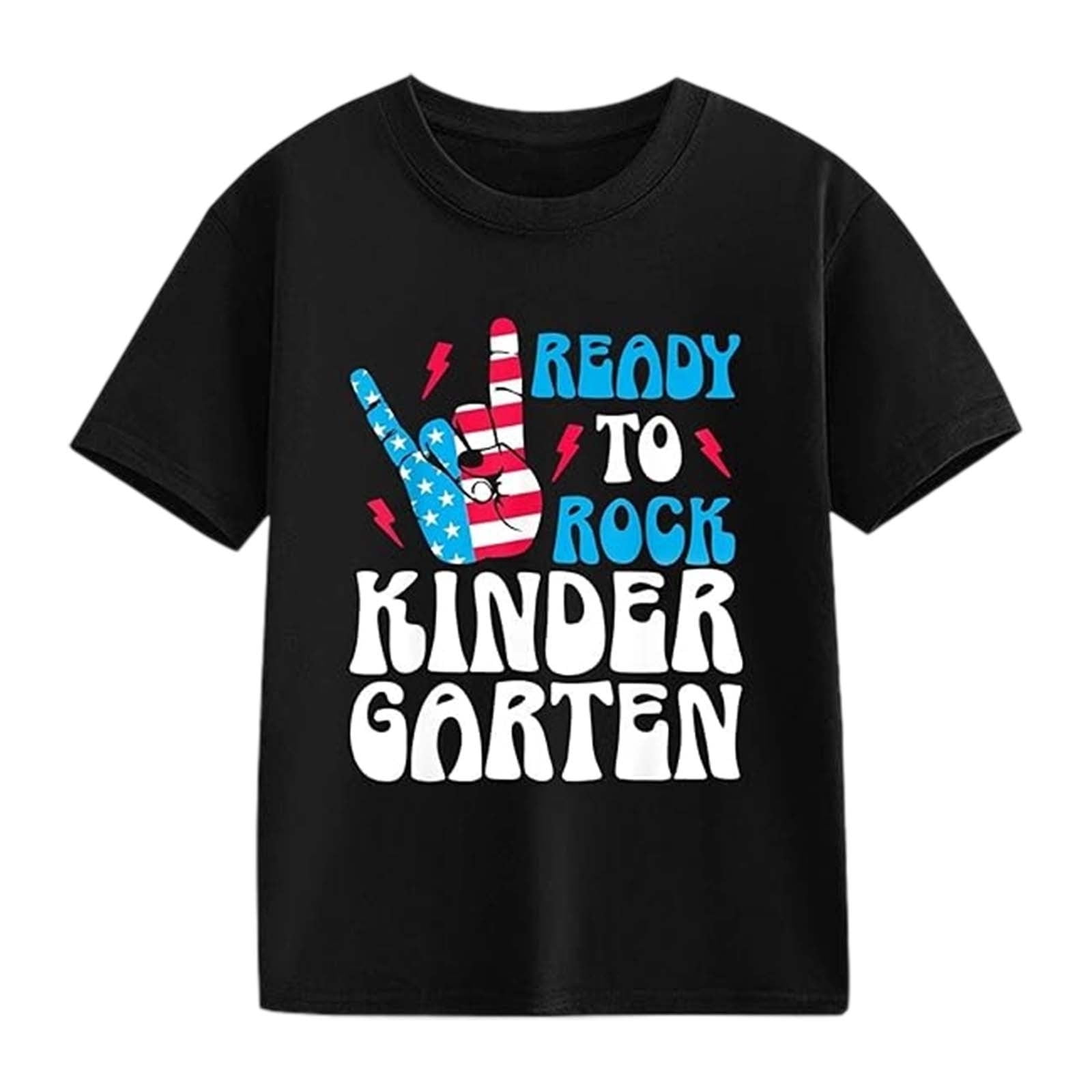 Boys T Shirts Kids Short Sleeve Tops Back To School Patriotic Rock Hand ...