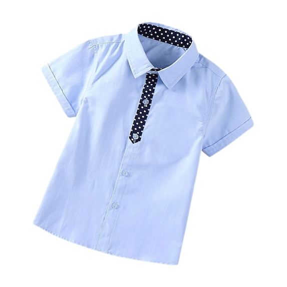 Boys T Shirts Kids Short Sleeve Tops Football Style Polka Print Lapeld ...