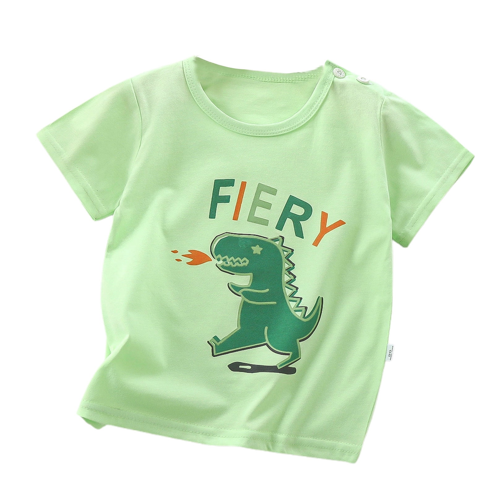 Boys T Shirts Kids Toddler Boys Summer Cartoon Excavator Airplane Dinosaur Print Cotton Short ...
