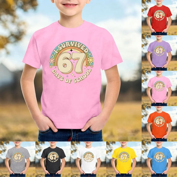 Boys T Shirts Loose Fit Letter Print Short Sleeve Crew Neck Tops for ...