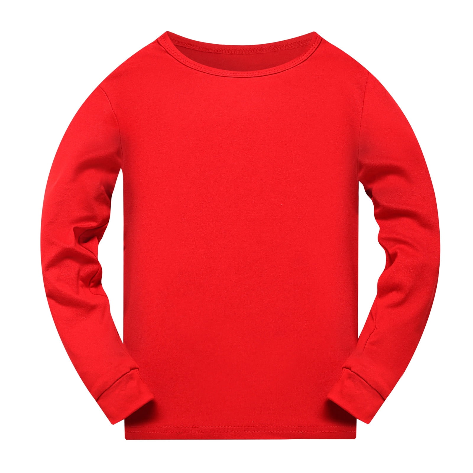 Boys T Shirts Red Long Sleeve Top Basic Crewneck Cotton Casual Kids ...