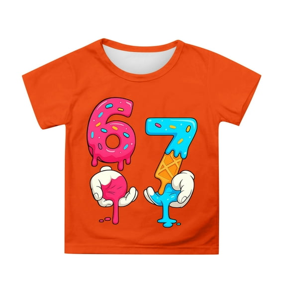 Boys T Shirts Short Sleeve Hip Hop 6 7 Number Print Casual Tops Tees ...