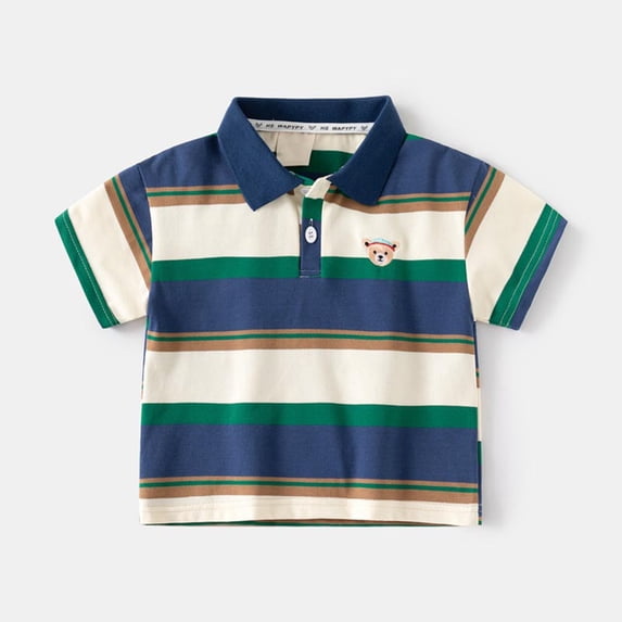 Boys T Shirts Size 18-24M Kids Striped Short Sleeve Polo Shirt ...