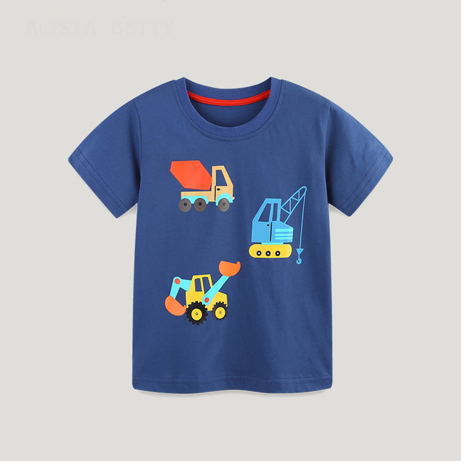 Boys T Shirts Size 2-3Y Youth Cartoon Car Pattern Short Sleeve Tee ...