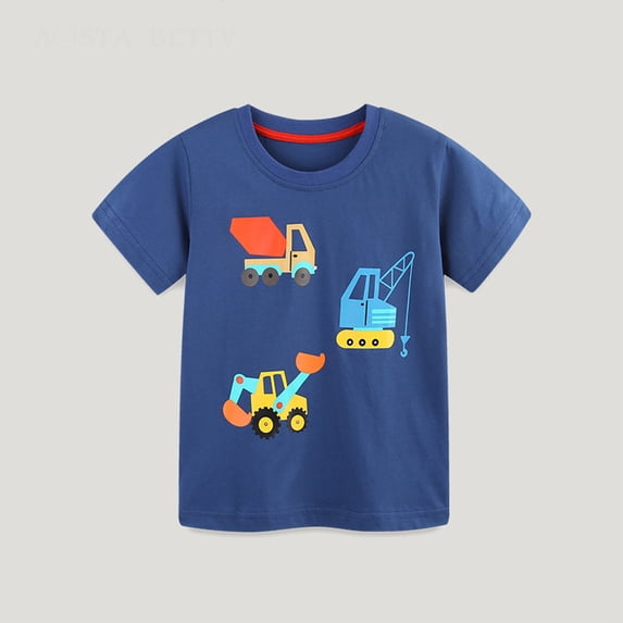 Boys T Shirts Size 2-3Y Youth Cartoon Car Pattern Short Sleeve Tee ...