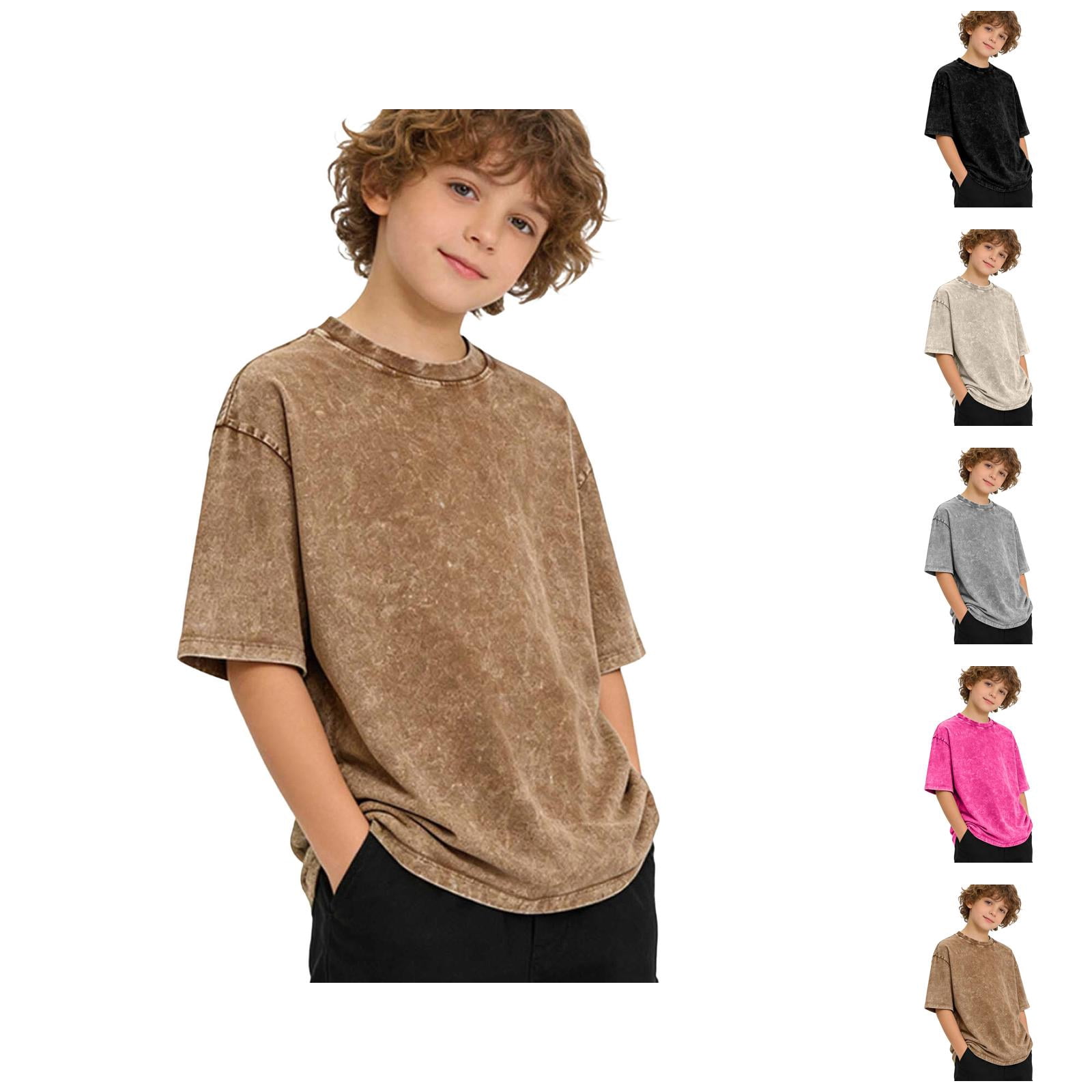 Boys T Shirts Spring Summer Casual Drop Shoulder Crew Neck Elbow Sleeve ...