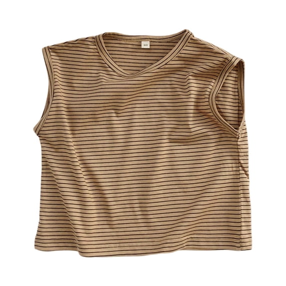 Boys T Shirts Striped Knit Sleeveless Vest Loose Fit Round Neck Beach ...