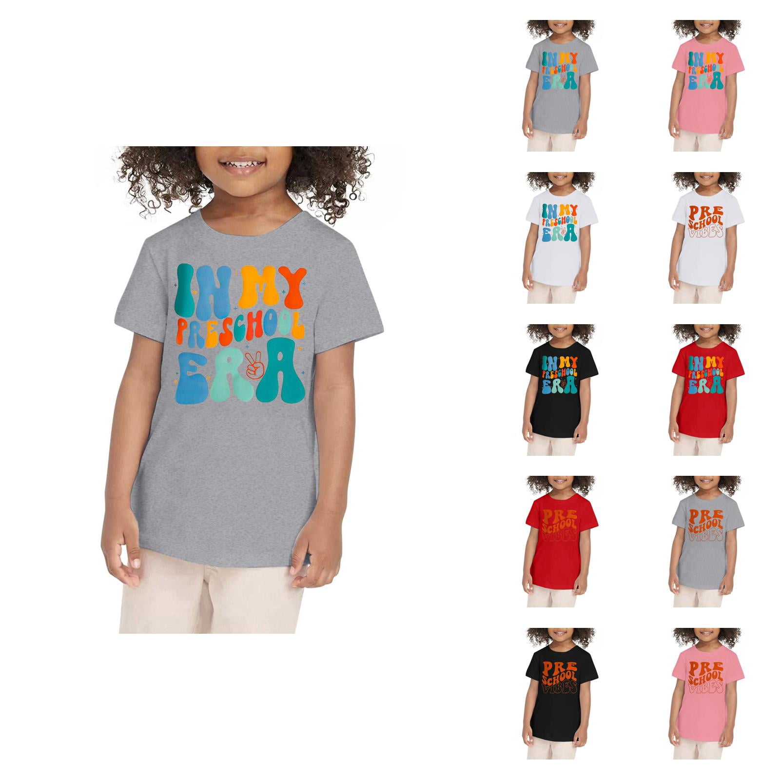 Boys T Shirts Summer Plain Casual Crew Neck Short Sleeve Kids Print ...