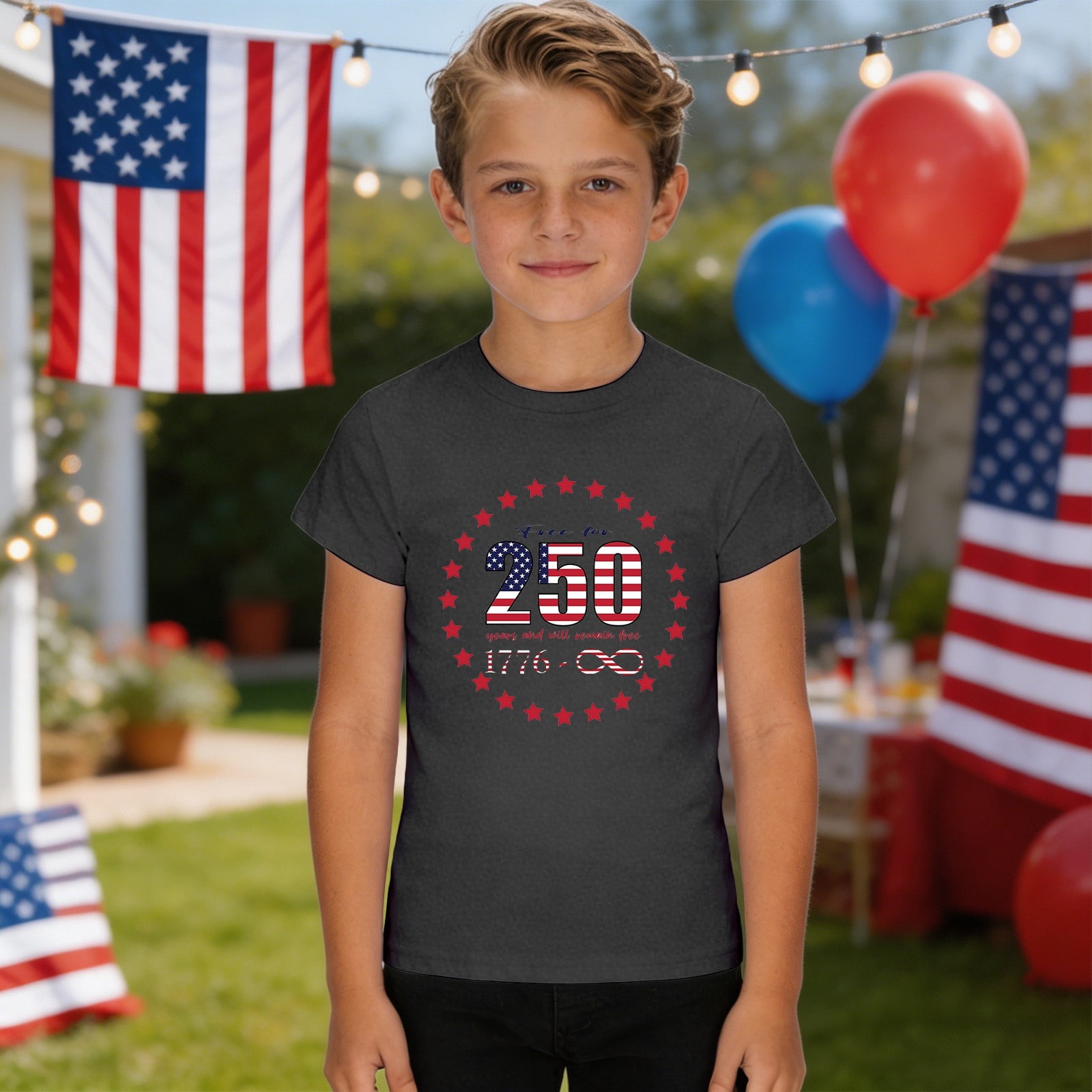 Boys T-shirts Short Sleeve Crew Neck USA Pride Graphic Tees Summer ...