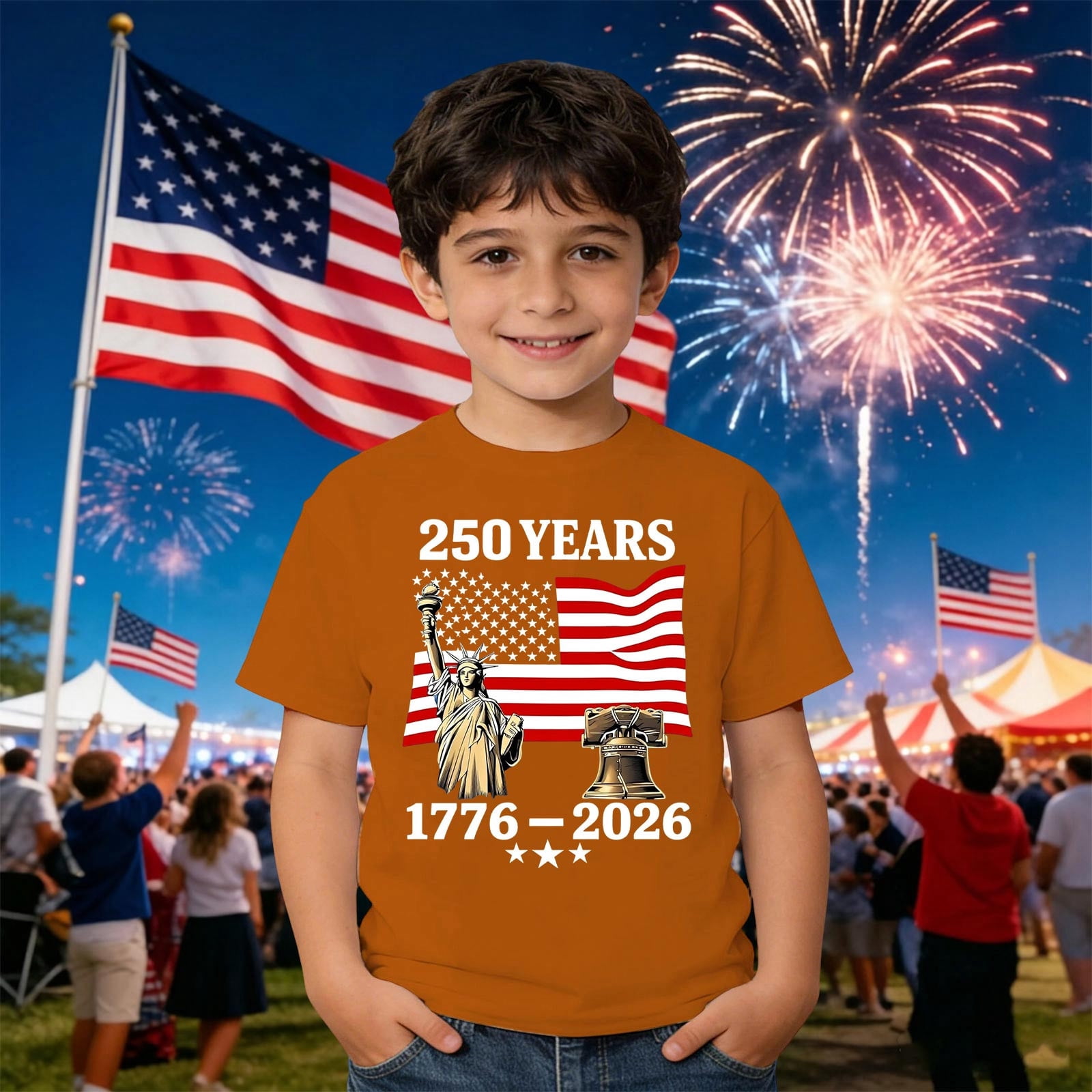 Boys T-shirts Short Sleeve Crewneck America 250 Independence Day ...