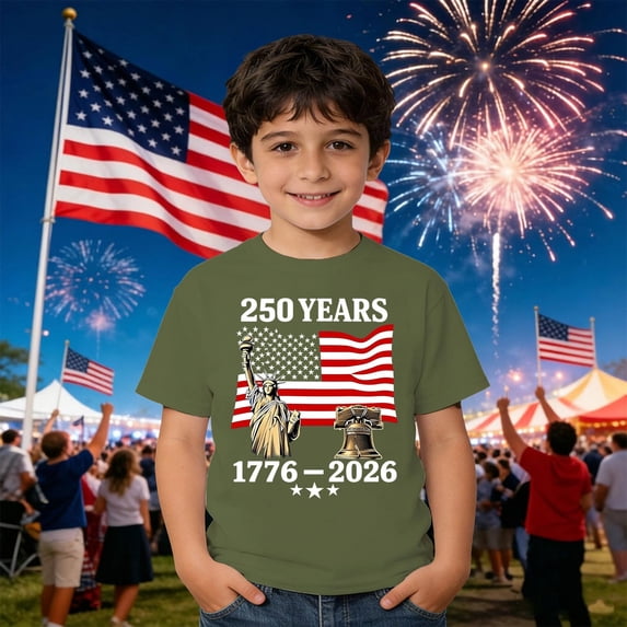 Boys T-shirts Short Sleeve Crewneck America 250 Independence Day ...