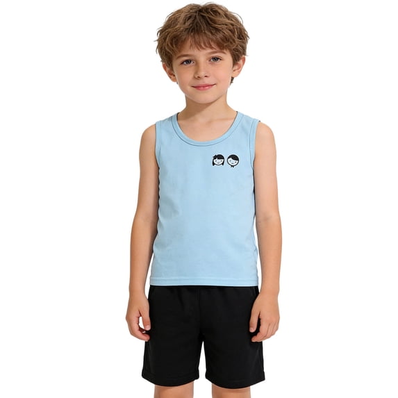 Boys Tank Tops Sleeveless Crewneck Solid Color Tops Summer Casual ...