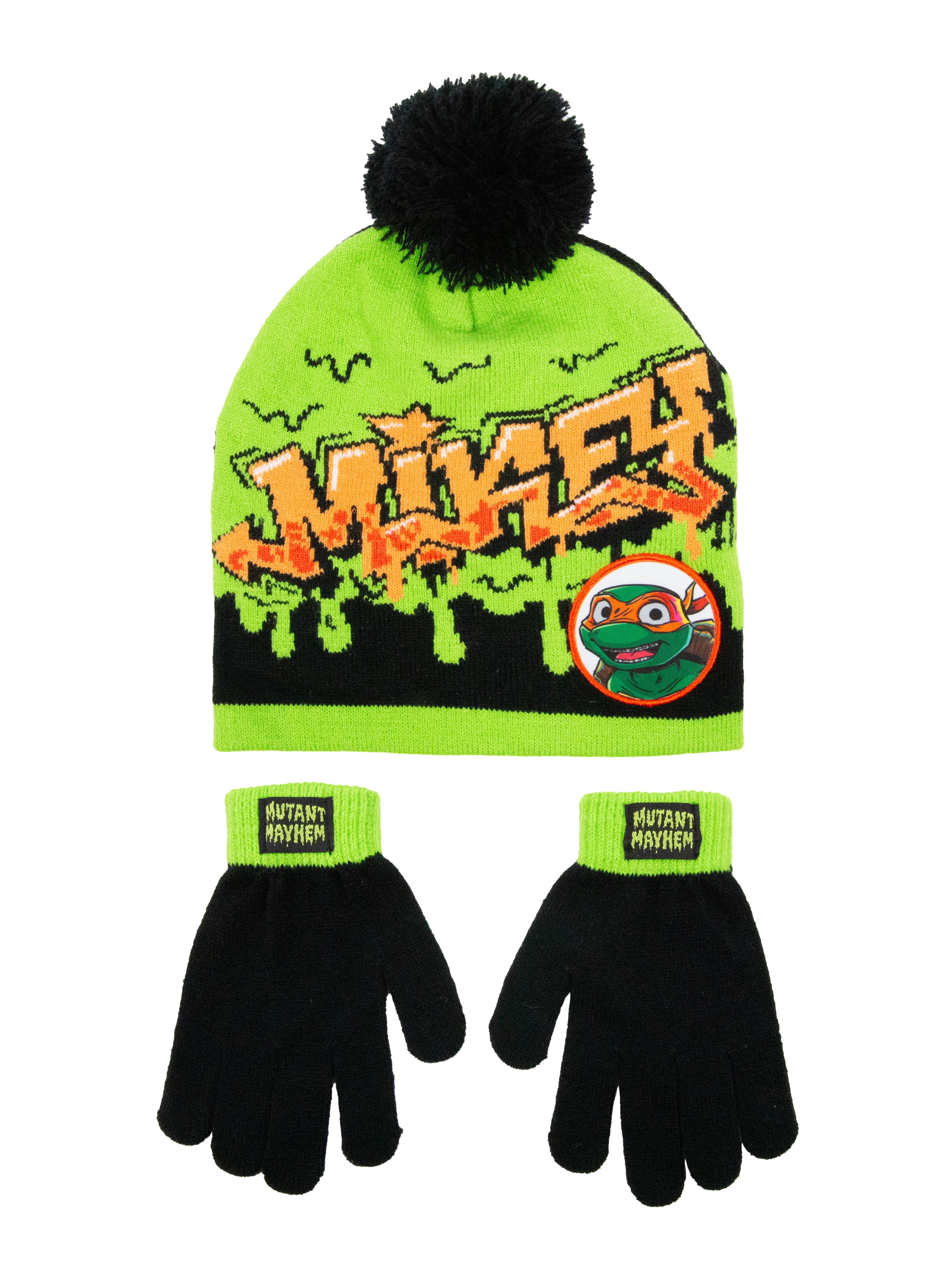Boys Teenage Mutant Ninja Turtles Beanie Style Hat and Glove Set, One ...