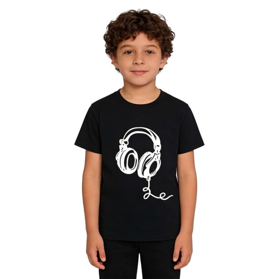 Boys Tees Headphones Music DJ Music Lover T-shirt (Black 3-4 Years ...