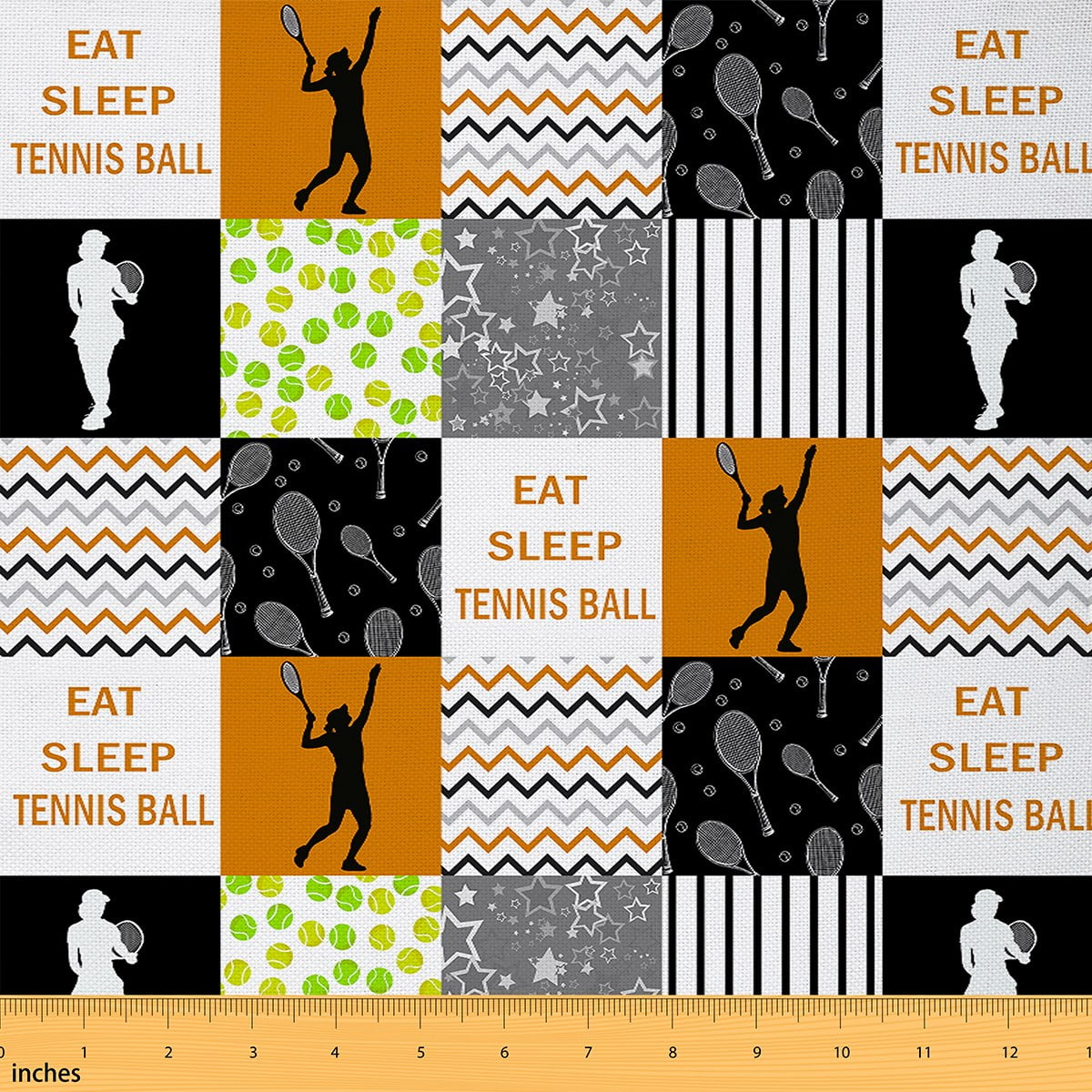 Boys Tennis Ball Fabric by The Yard Twin,Soprts Games Upholstery Fabric ...