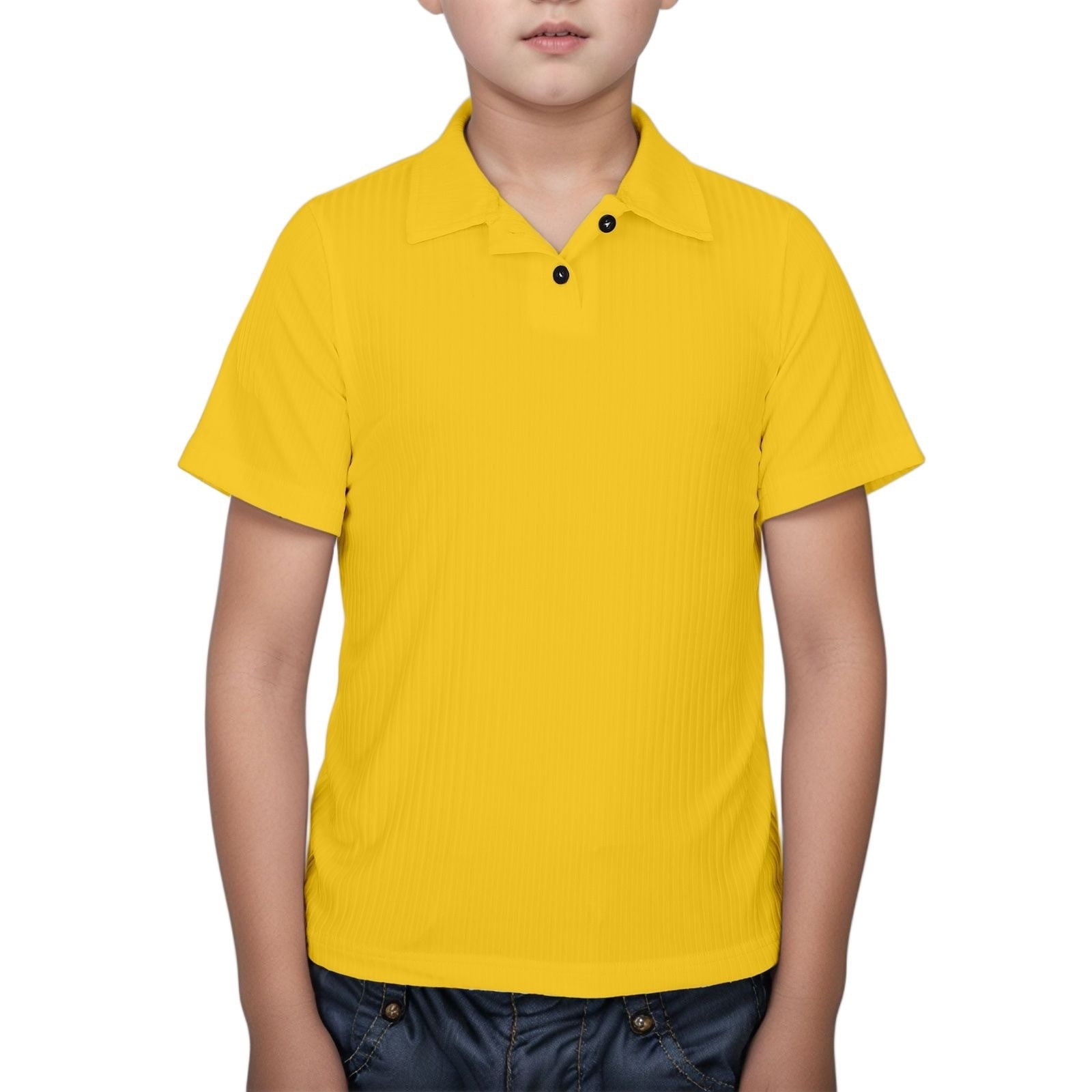 Boys Texture Shirts Casual Elasticity Short Sleeve Button Closure Knit ...