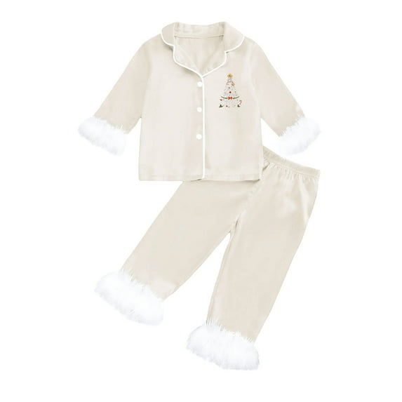 Boys Themed Long Sleeve Lapel Pajama Set Holiday Family Sleepwear ...