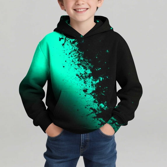 Boys' Tie Dye Hoodie | Mint Green Splatter Pullover | Kids Gradient ...