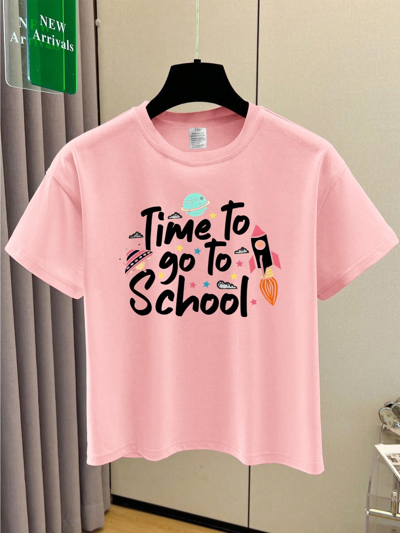 Boys' "Time to Go to School" Graphic T-Shirt - Playful Pencil & Star ...