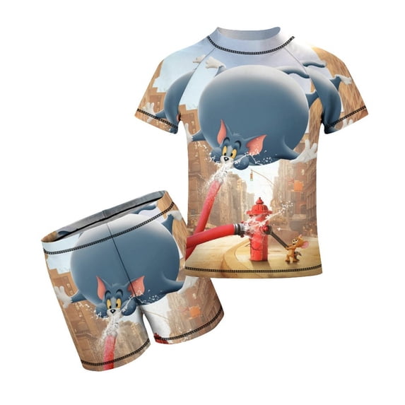 Boys Tom Cat Jerly Rash Guard Set 2 Piece Swimsuits Short Sleeve ...