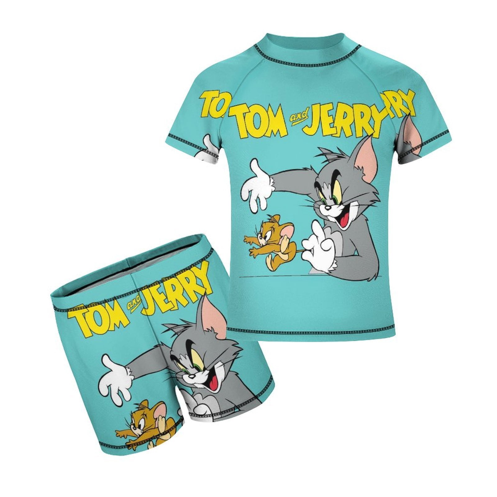 Boys Tom Cat Jerly Rash Guard Set 2 Piece Swimsuits Short Sleeve ...