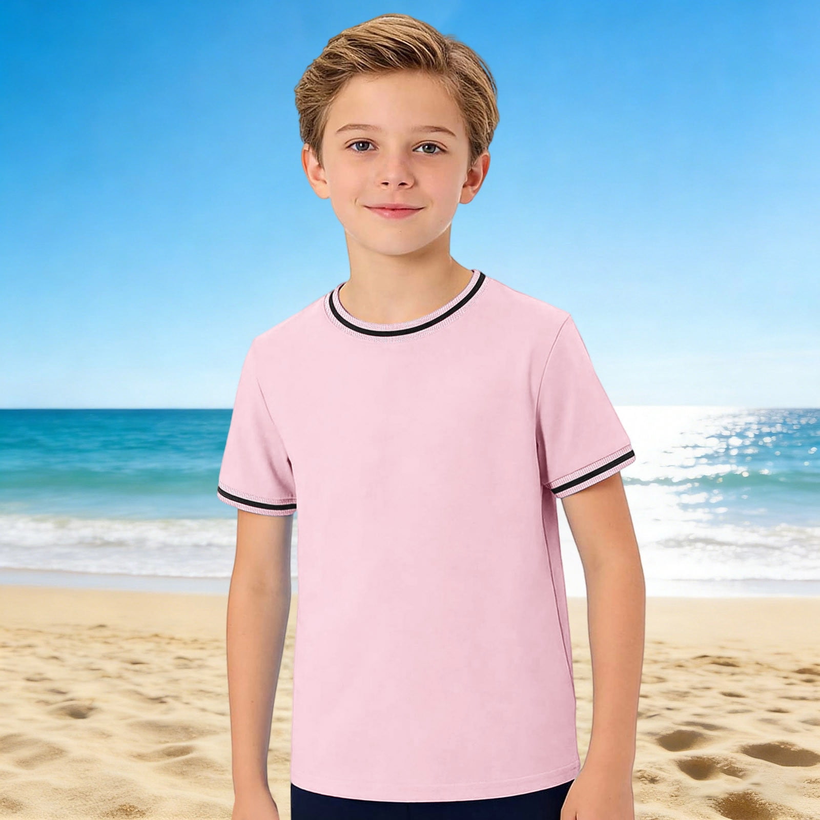 Boys Tops Casual Short Sleeve Tee for Everyday Wear Comfortable Round ...