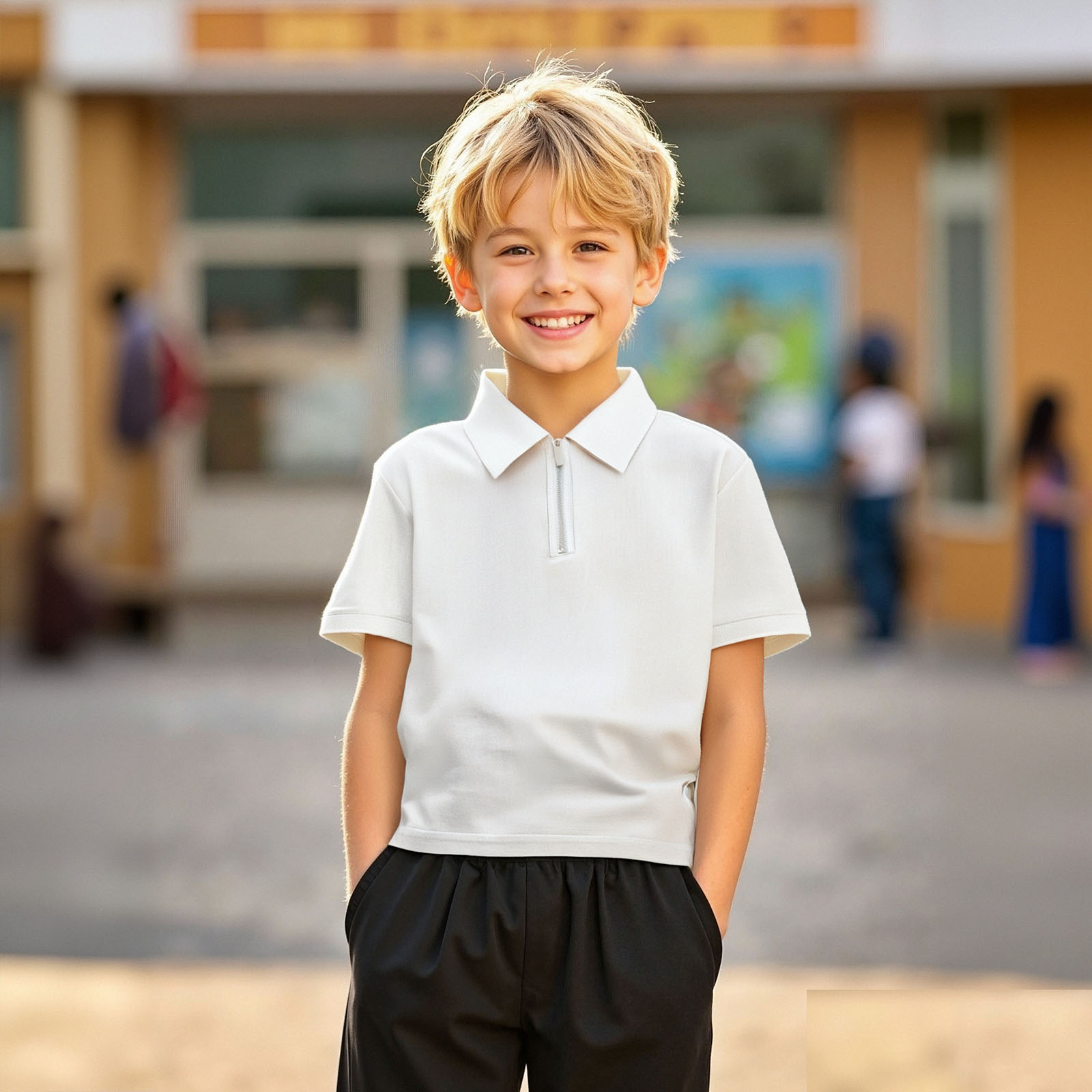 Boys Tops Casual Summer Zipper Shirts for Kids and Teens Stylish Short ...