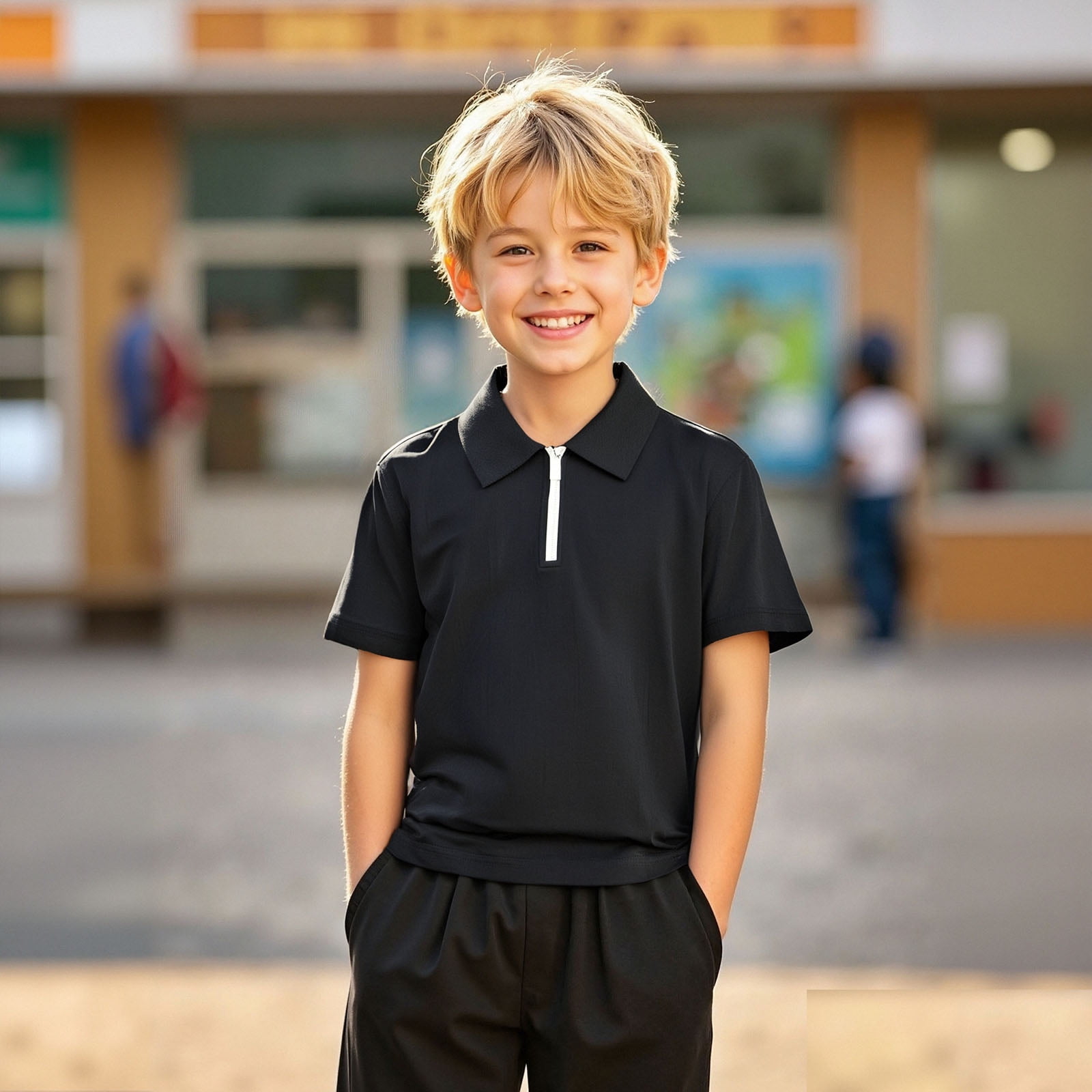 Boys Tops Casual Summer Zipper Shirts for Kids and Teens Stylish Short Sleeve Gentleman Tees for ...