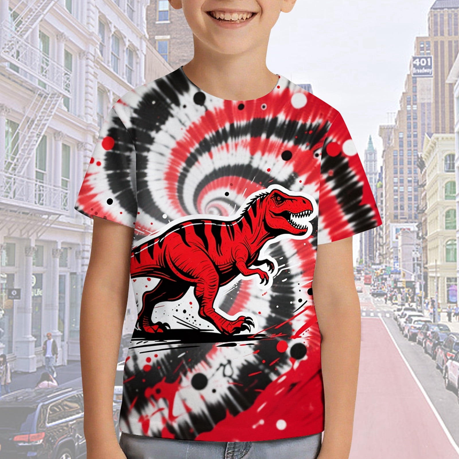 Boys Tops Daily Graphic Tee for Everyday Casual Schoolwear Round Neck ...