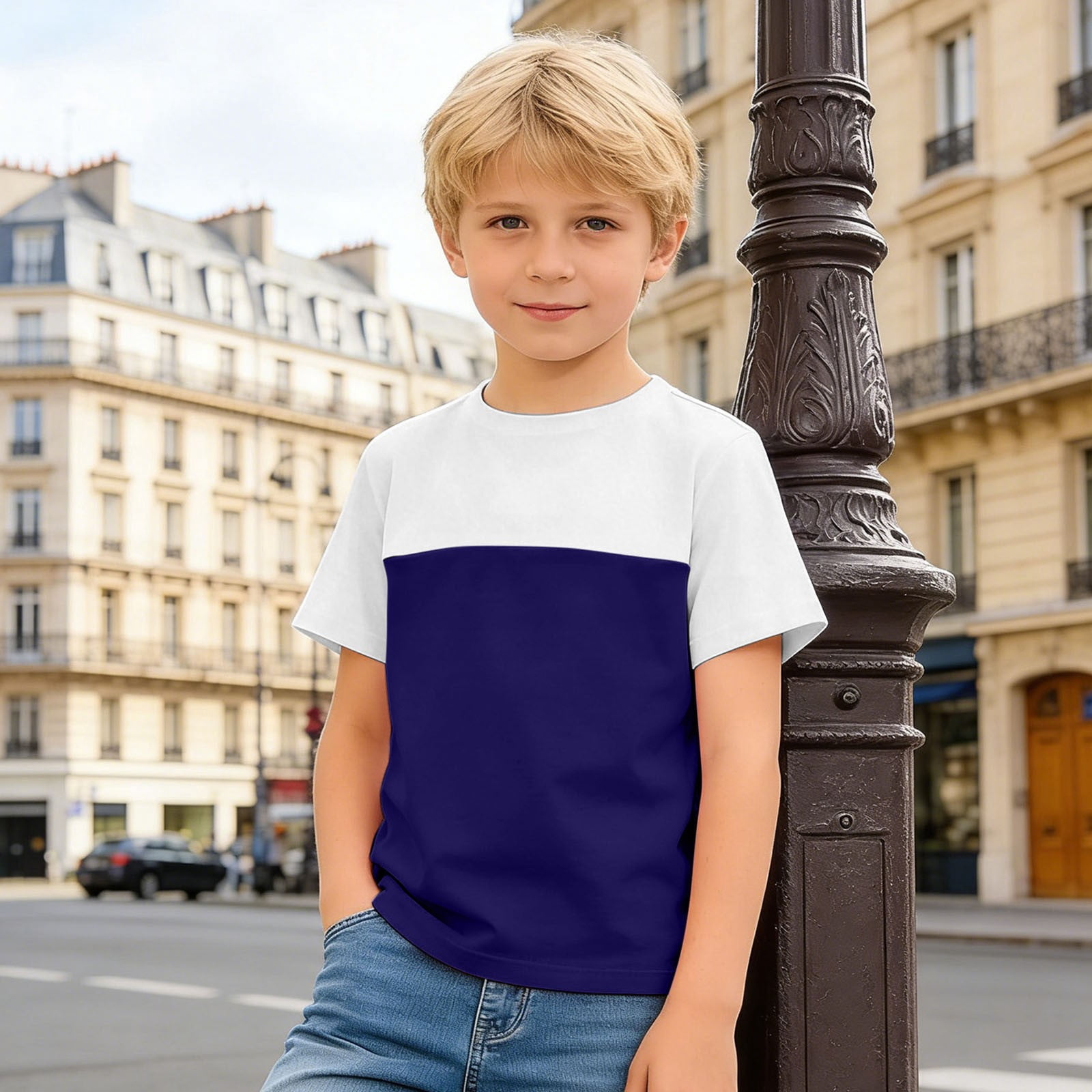 Boys Tops Everyday Casual Tee with Comfortable Fit and Contrast Design ...