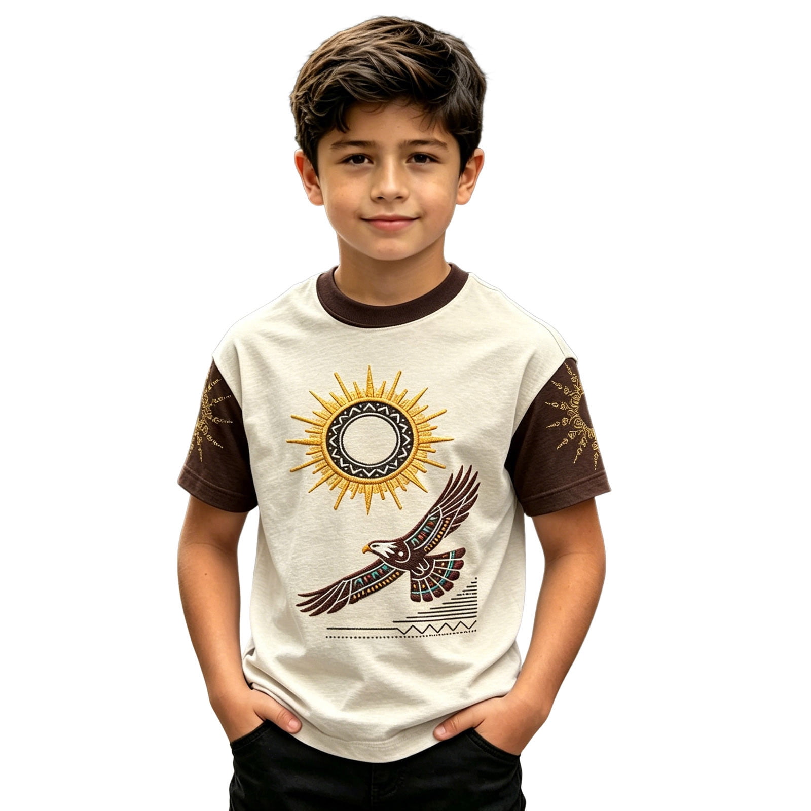Boys Tops Indigenous Peoples Day Short Sleeve Tees for Boys,Khaki,12-13 ...
