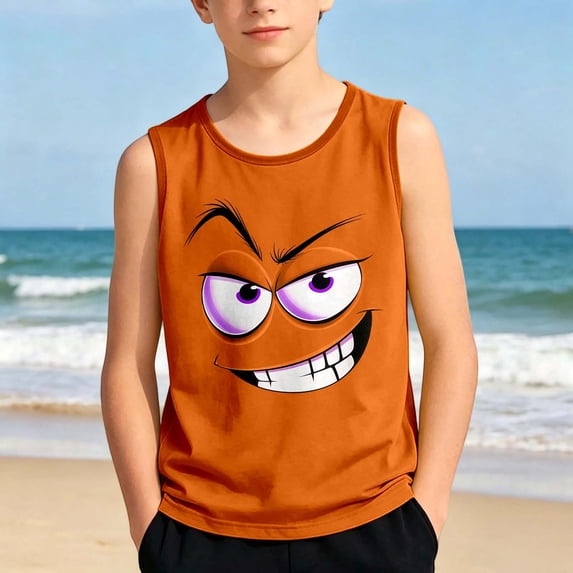 Boys Tops Playful Summer for Daily Wear Featuring Graphic Sleeveless ...