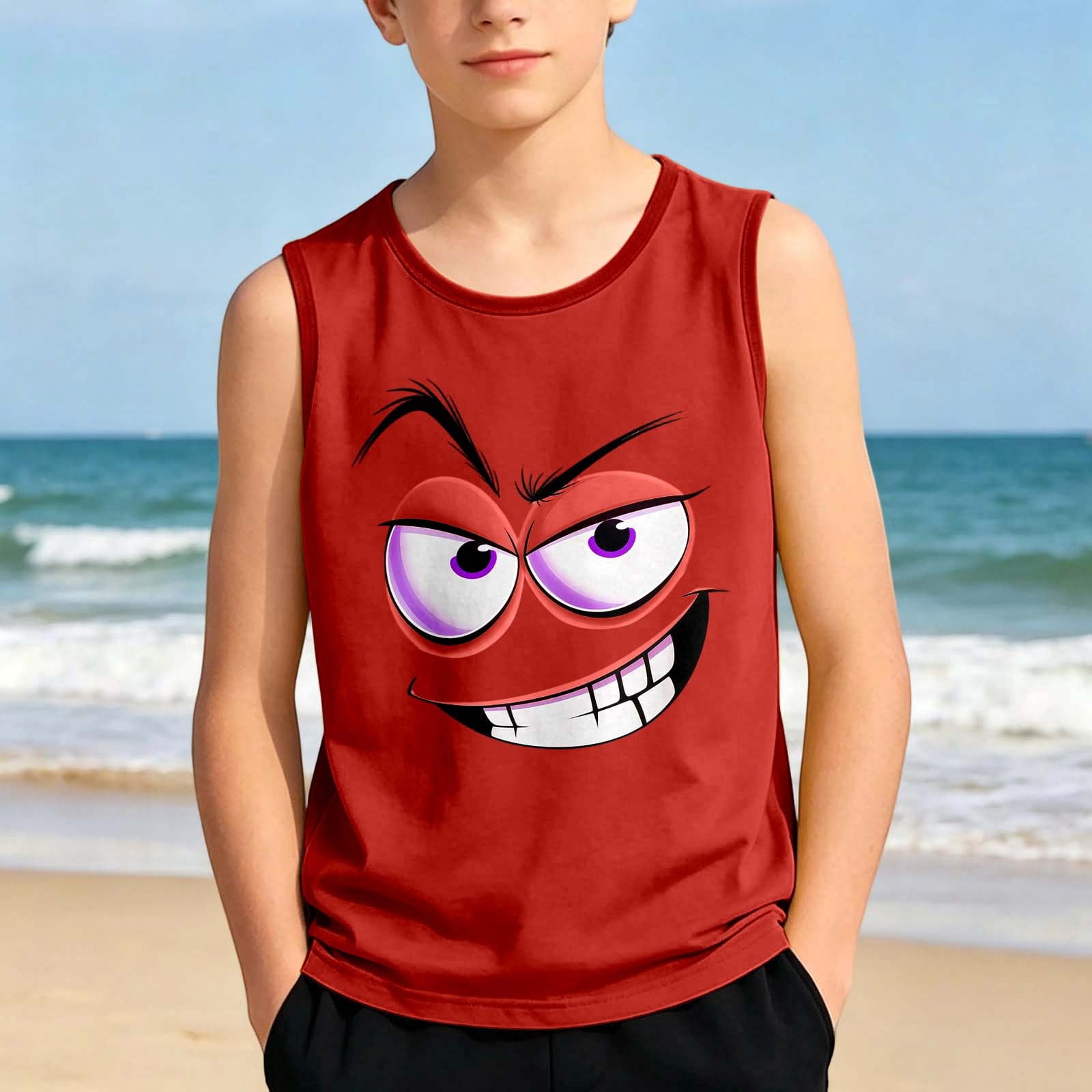 Boys Tops Playful Summer for Daily Wear Featuring Graphic Sleeveless ...
