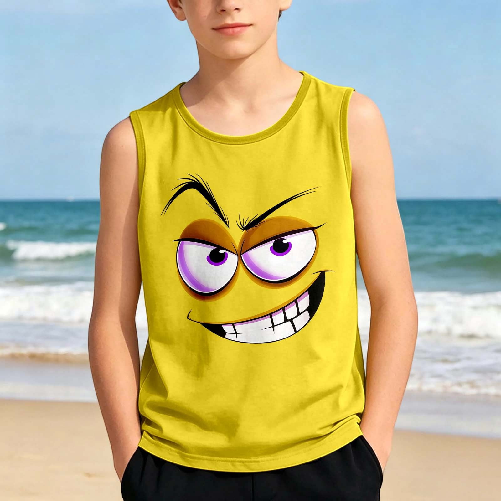 Boys Tops Playful Summer for Daily Wear Featuring Graphic Sleeveless ...