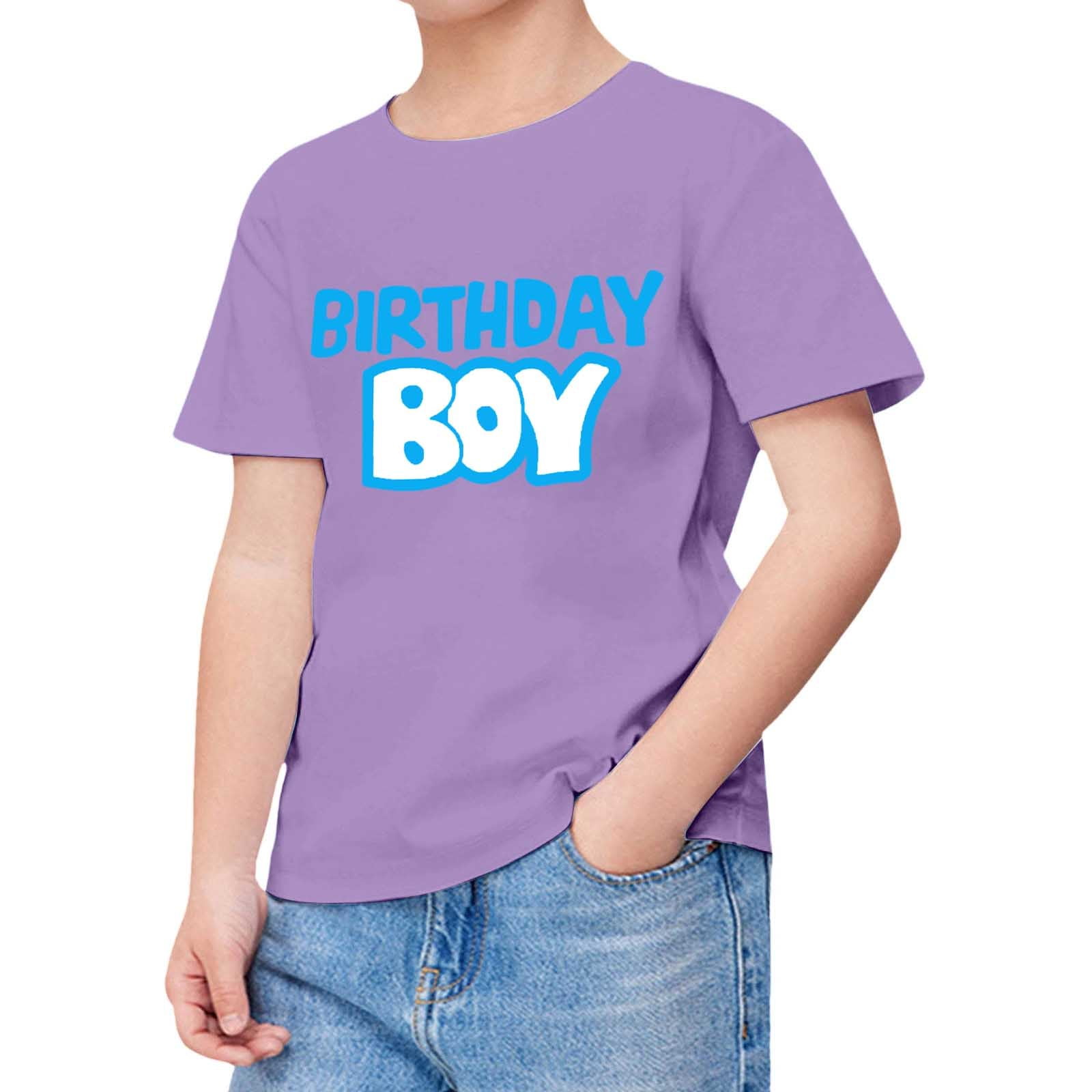 Boys Tops Shirts for Teen Kids Short Sleeve Happy Birthday Prints T ...