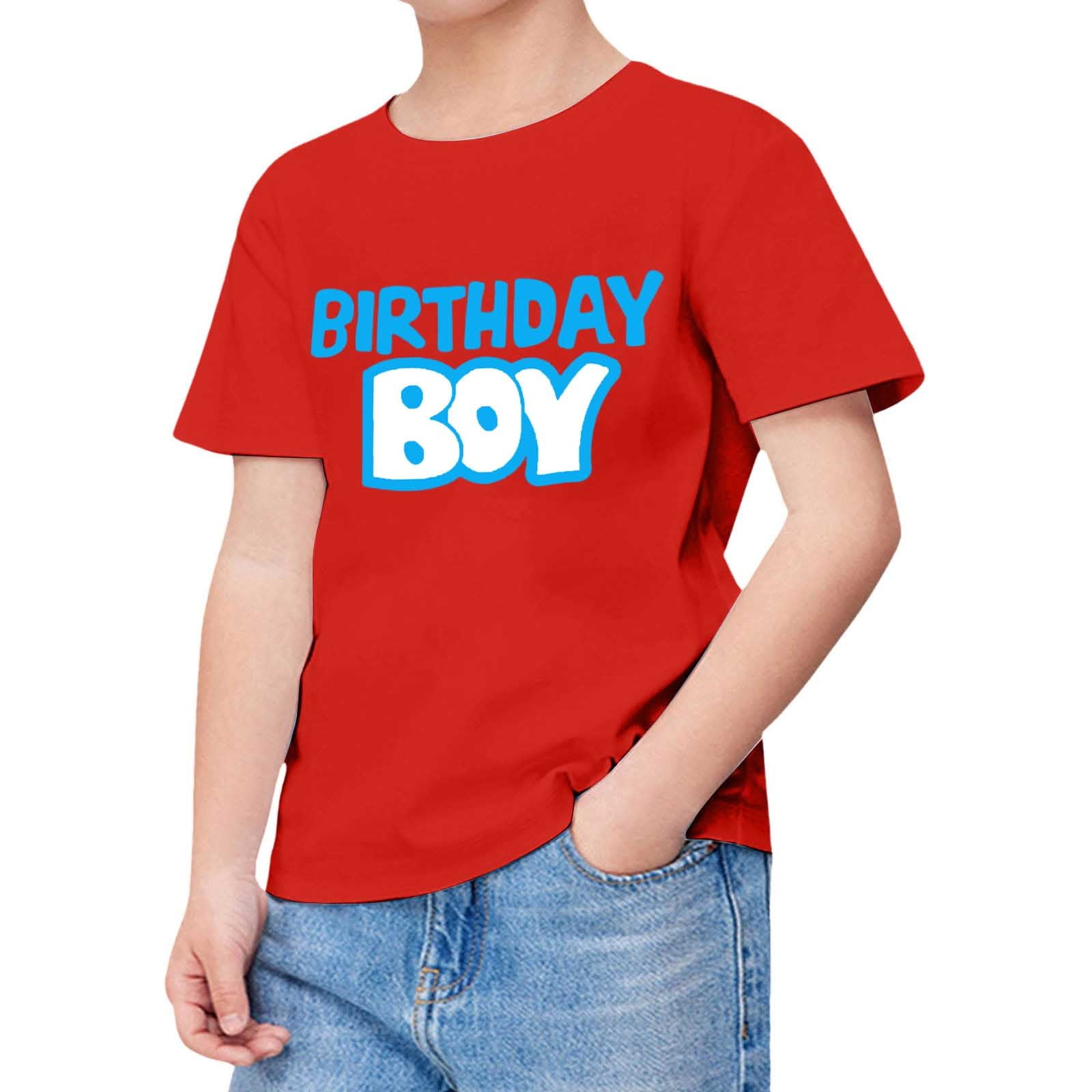 Boys Tops Shirts for Teen Kids Short Sleeve Happy Birthday Prints T ...