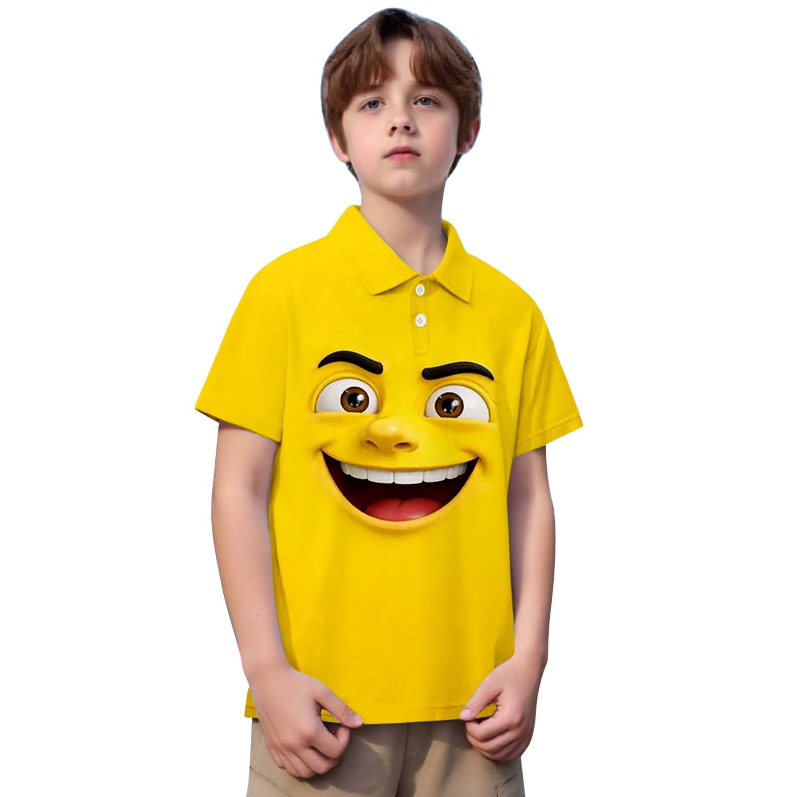 Boys Tops Short Sleeve Prints Gentleman Kids Summer Clothes,Yellow,3-4 ...