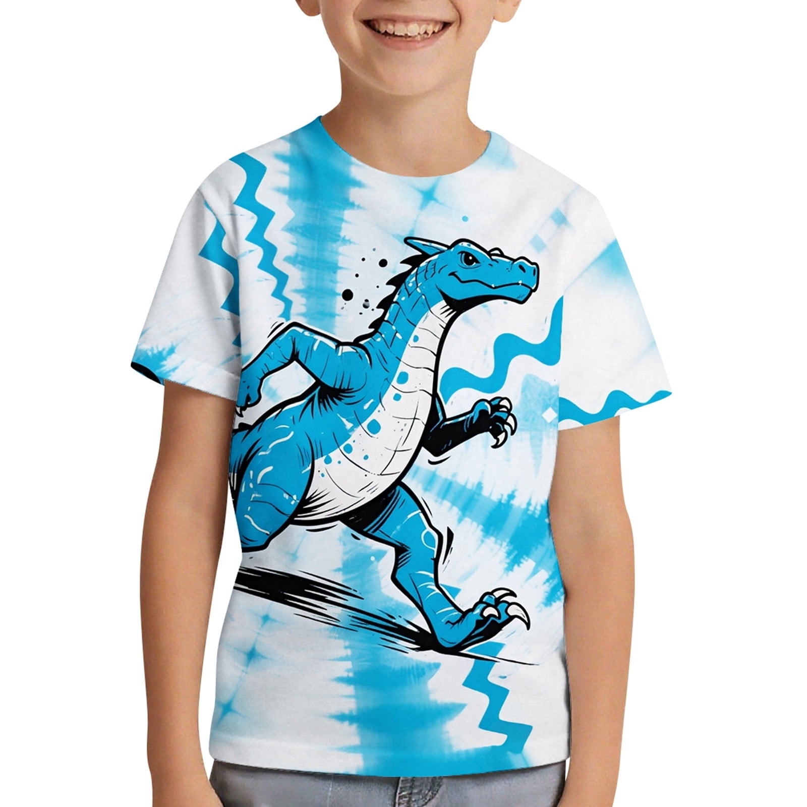 Boys Tops Summer Print Round Neck Short Sleeve Beach Vacation Clothes ...